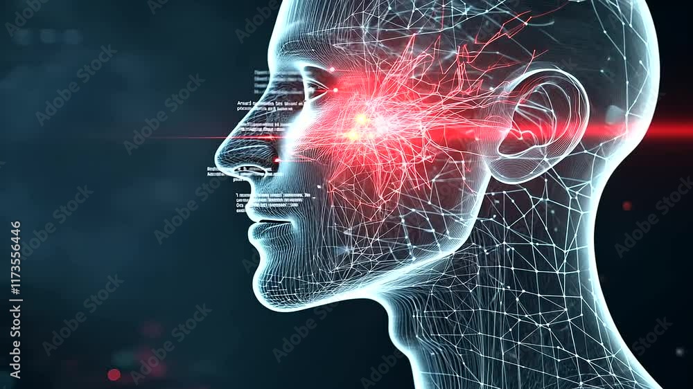 A D-illustrated facial nerve map highlighting the trigeminal nerve ...