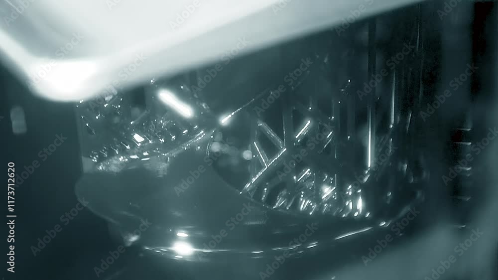 Process working 3D printer. 3D printing from liquid material close-up ...