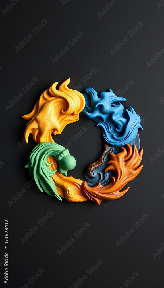 Breathtaking creative design Earth wind fire air water forming a ...