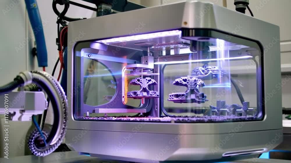 Futuristic 3D printer using laser sintering technology to craft ...