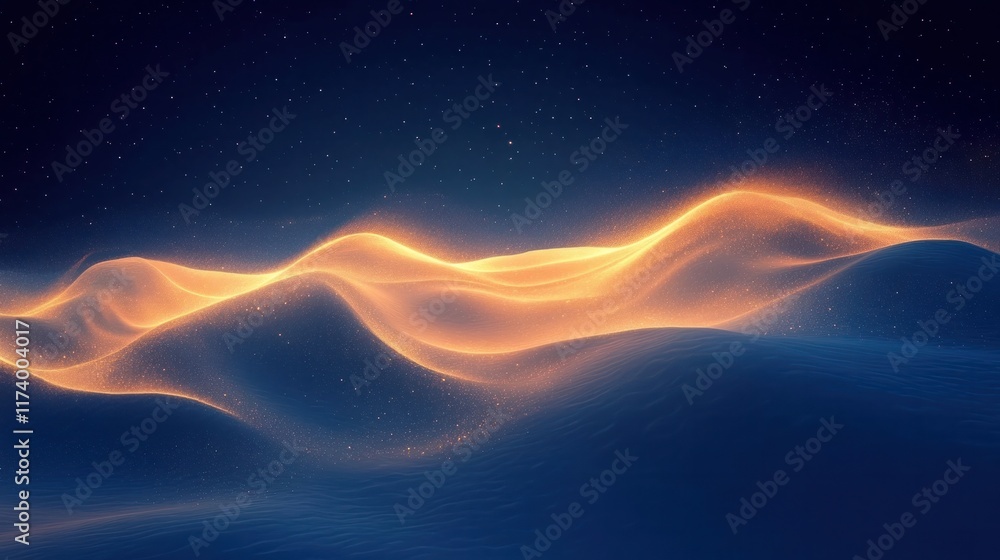 ภาพประกอบสต็อก Ethereal waves of sand dunes sculpted by the wind under ...