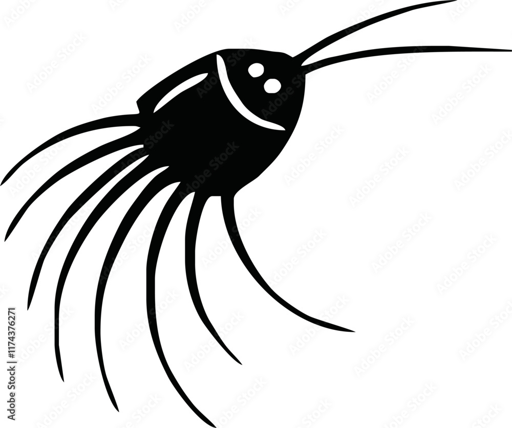 Zooplankton black silhouette, flat vector illustration isolated on ...