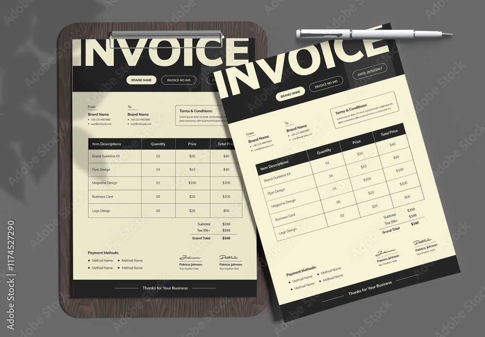 Classic Vintage Invoice Design Template Stock Template | Adobe Stock