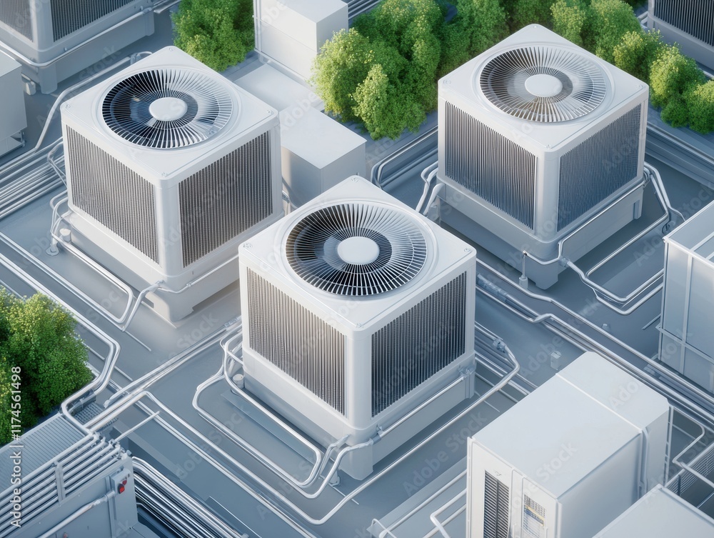Photo & Art Print Modern Cooling Tower and Chiller Facility with High ...