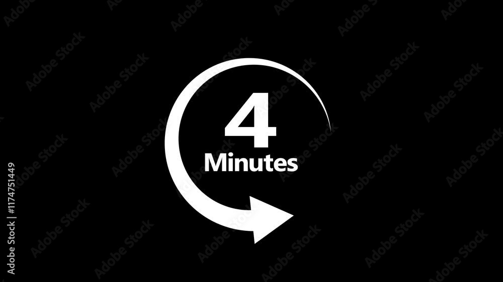 Circle countdown timer five second animation from 05 to 0 seconds on ...