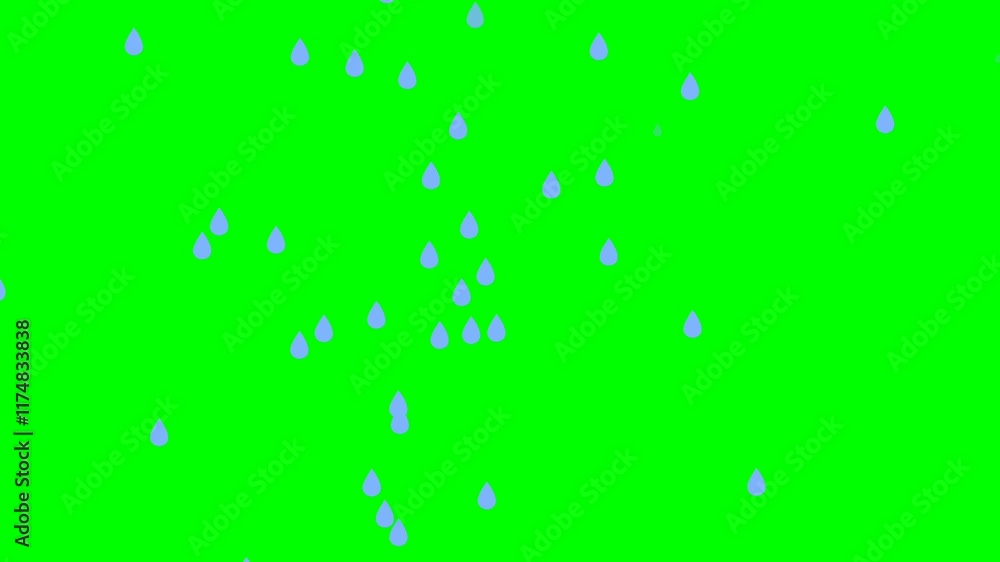 rain droplets animation on green screen. rainfall animation on ...
