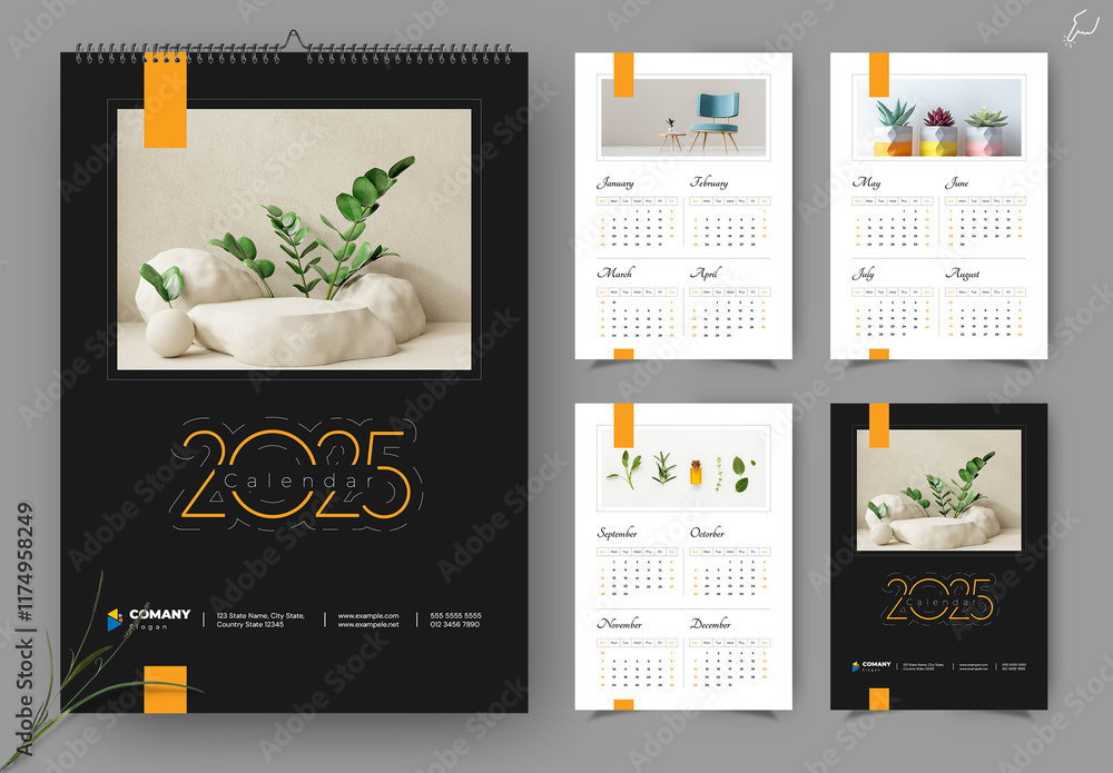 Clean Calendar 2025 Layouts Stock Template | Adobe Stock
