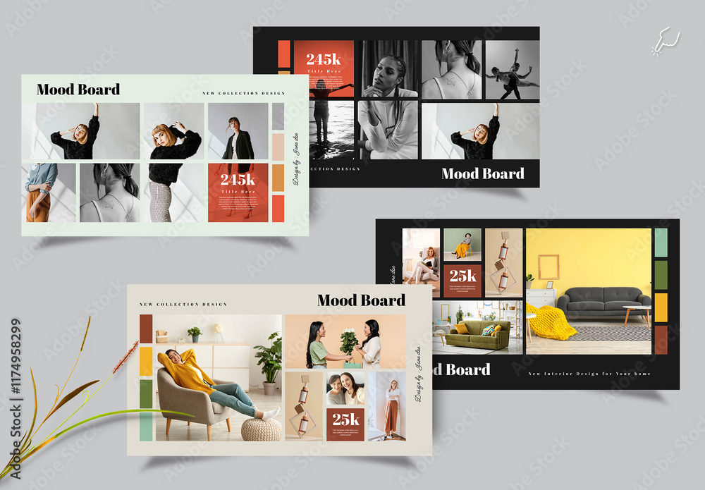 Collage Mood Board Layout Stock Template | Adobe Stock