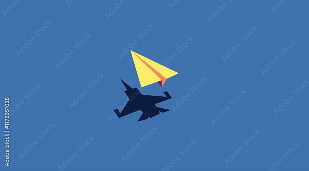 Poster Simple plane shadow reflecting airplane illustration – Wall Art ...
