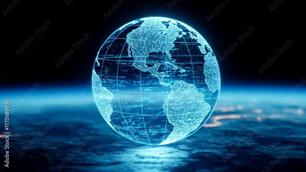 Transparent sphere filled with interconnected data streams and symbols ...