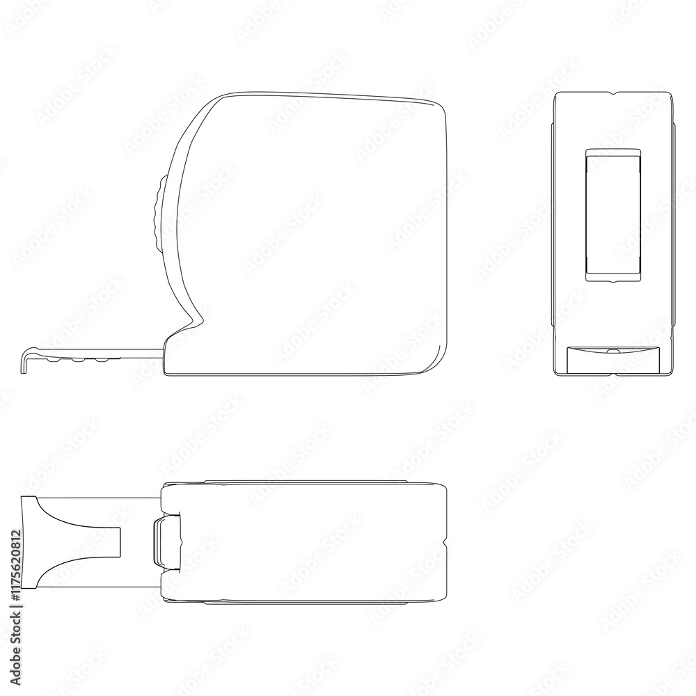 Tape Measure Line Art Vector Illustration on White Background. Accurate ...