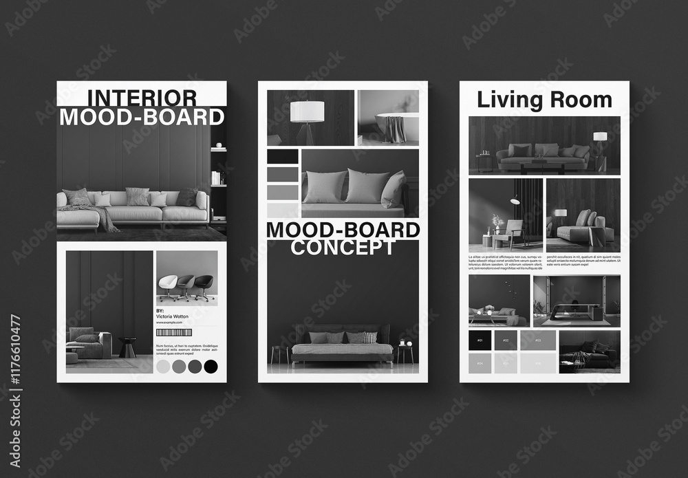 MoodBoard Presentation Template Design Layout Stock Template | Adobe Stock