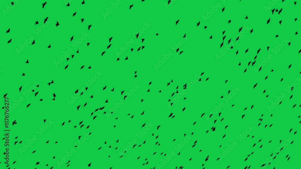 Flock of flying birds on a green screen background Flock of Birds ...