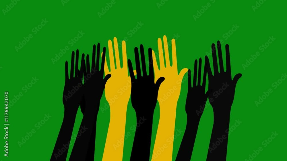 waving hand animation. 4k animated colorful waving hand on green screen ...