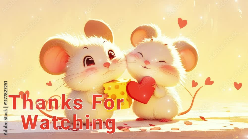 Two charming mice express affection with heartwarming gestures. thanks ...