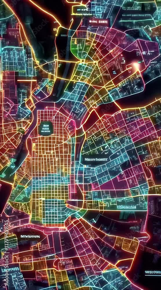 illuminates map show infographic geographical neon data patterns ...