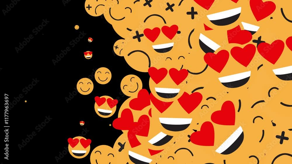 Social Media Transitions pack in 4K alpha channel. Happy emoji icons ...