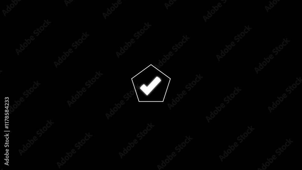 Check tick mark icon animation with polygon frame, check mark sign ...