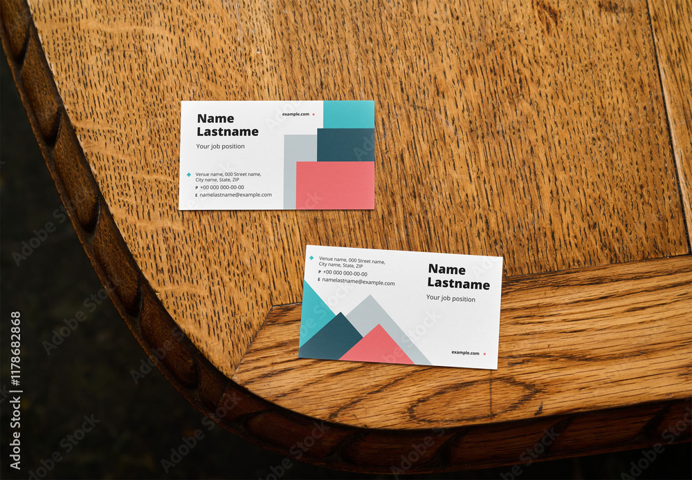 Mockup Of Two Customizable Horizontal Us Business Cards Stock Template ...