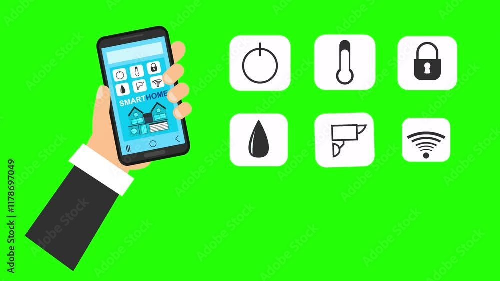 Modern Smart Home Animation Automatic home control via mobile ...