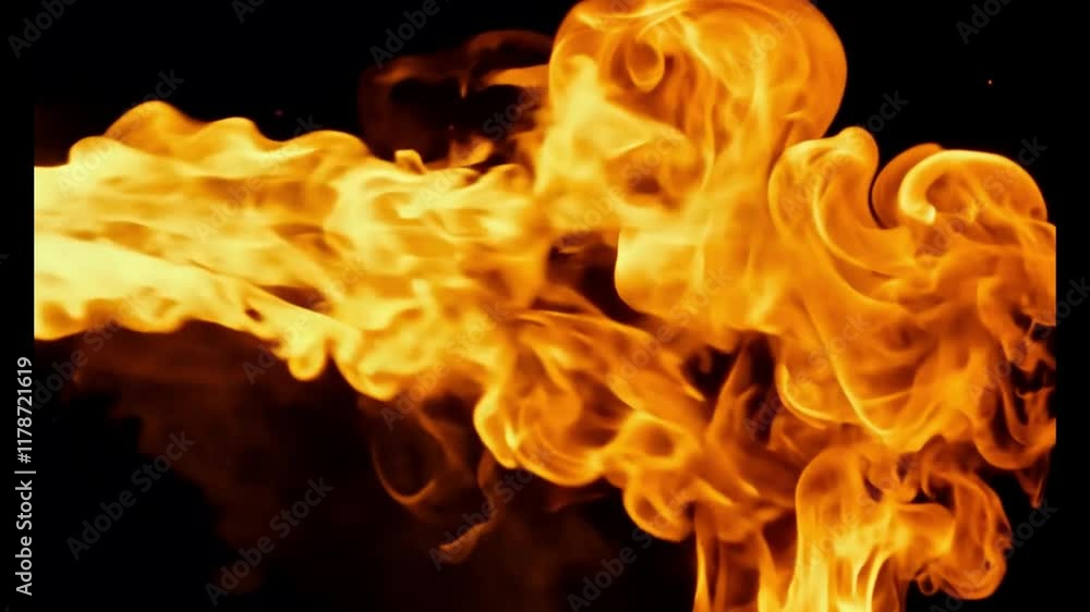 Slow motion speed close up scene on burning stream pattern as ...