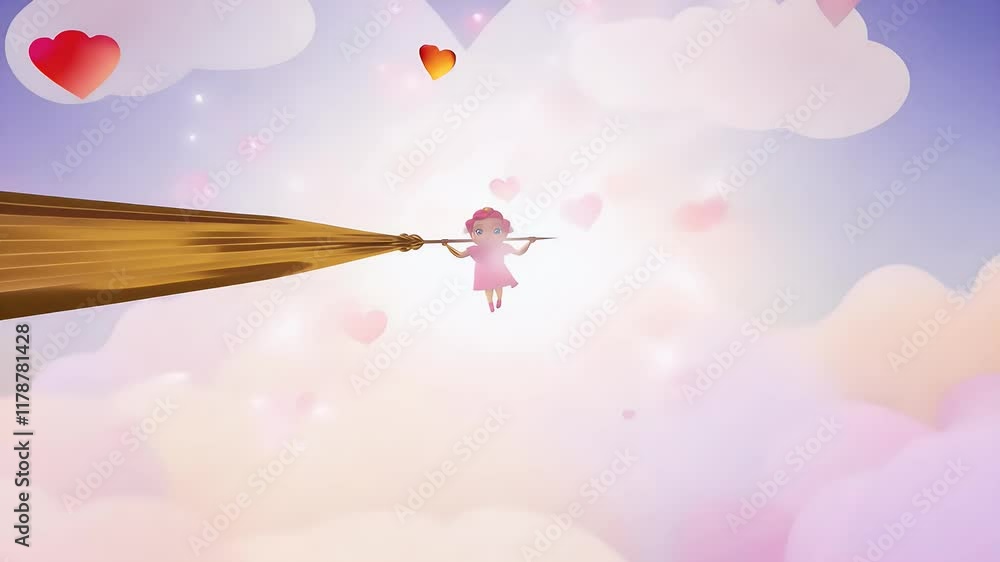 Cupid takes center stage playful animation shooting arrow love ...