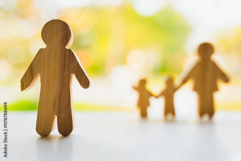 Poster Broken family symbol separating father from mother and children ...