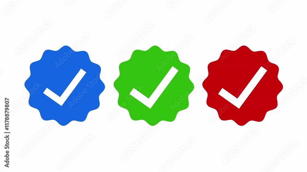 Animated blue tick symbol for profile verification for social media ...