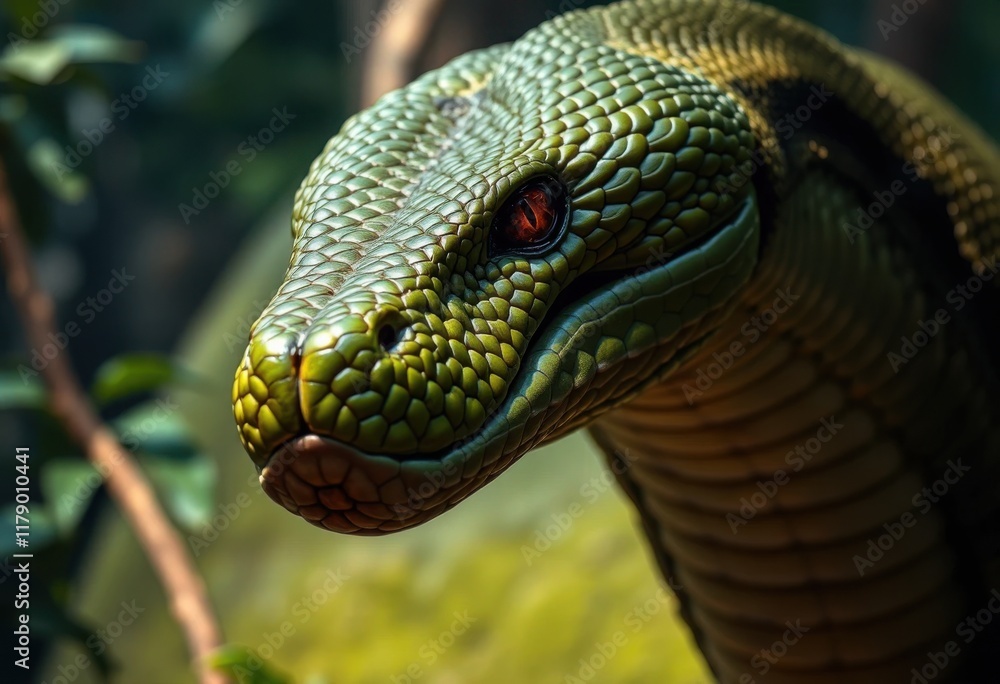 Plagát A detailed close-up of Titanoboa's head and upper body ...