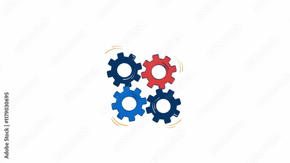 Collaborative effort teamwork cogs doodle animation. Problem solving 4K ...