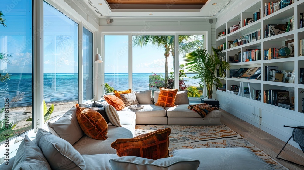 Photo & Art Print Modern sunroom with a sophisticated reading nook ...