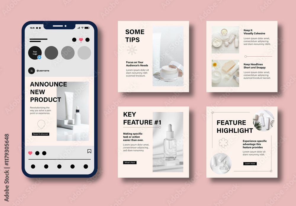 New Product Announcement For Social Media Stock Template | Adobe Stock