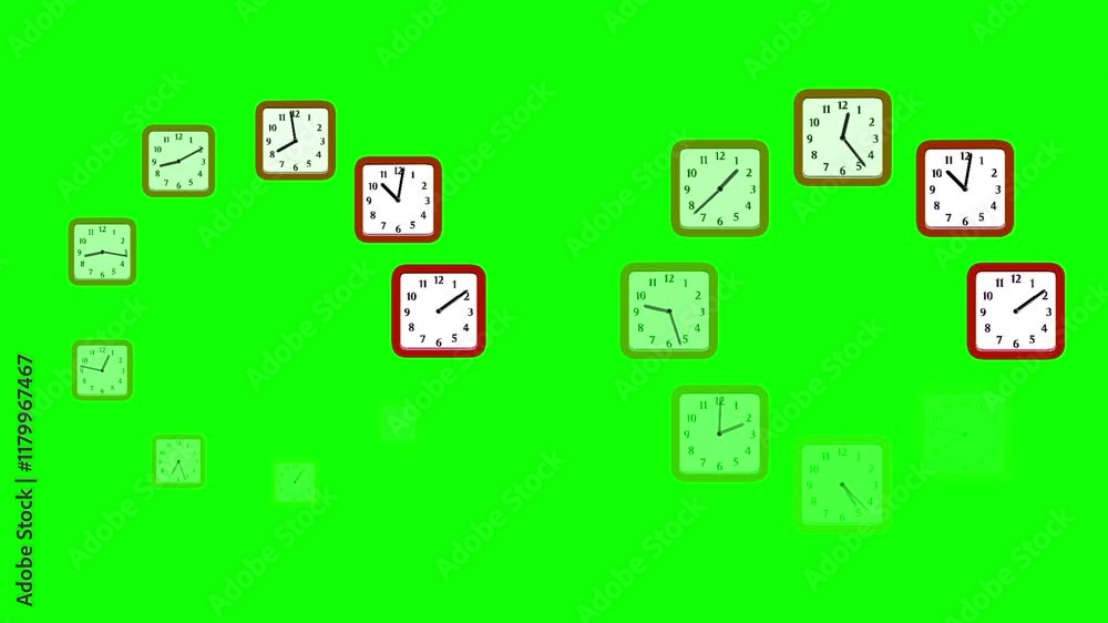 Running clocks circular buffering motion graphics with green screen ...