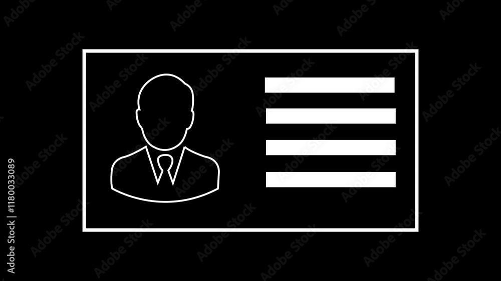 Id card, identity document sign animation. driver's license ...