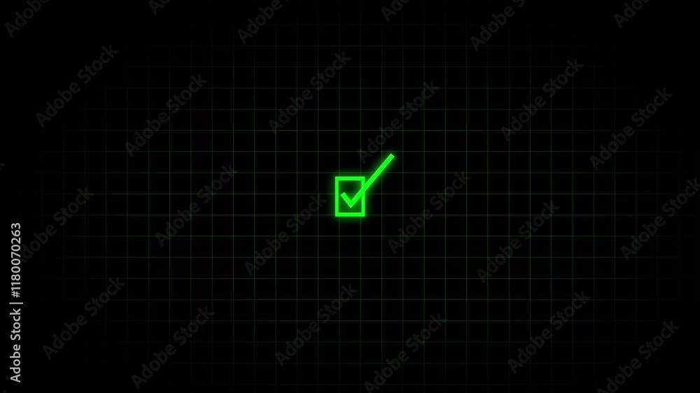 Check mark symbol with square box. Glowing check mark animation icon ...