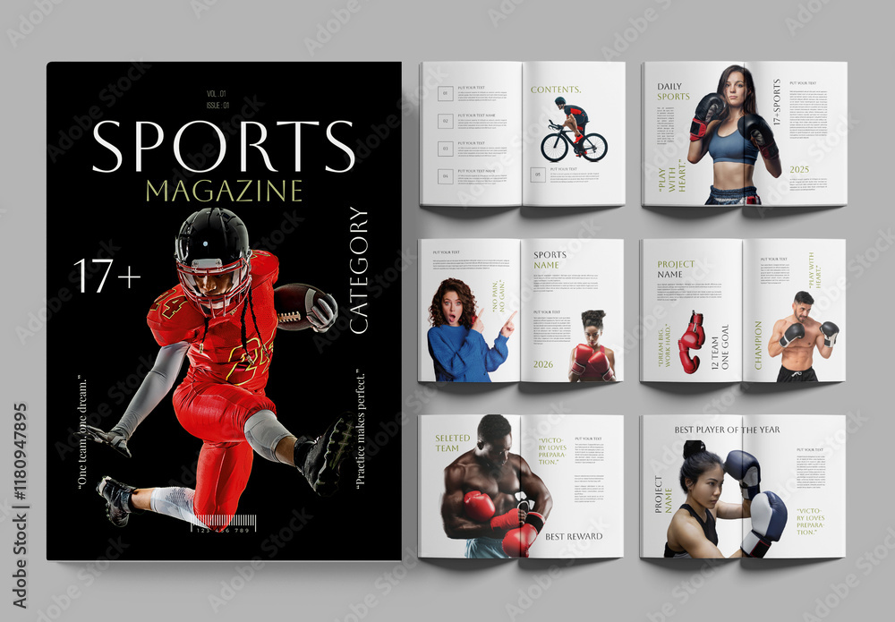 Sports Magazine Layout Stock Template | Adobe Stock
