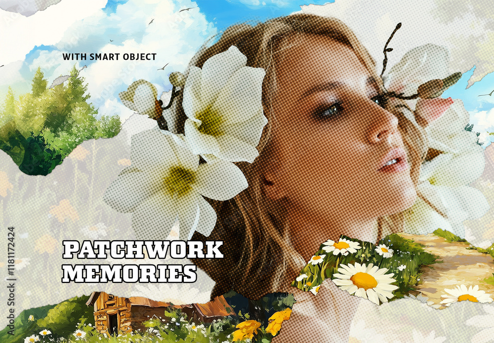 Patchwork Memories Effect with Torn Paper Stock Template | Adobe Stock