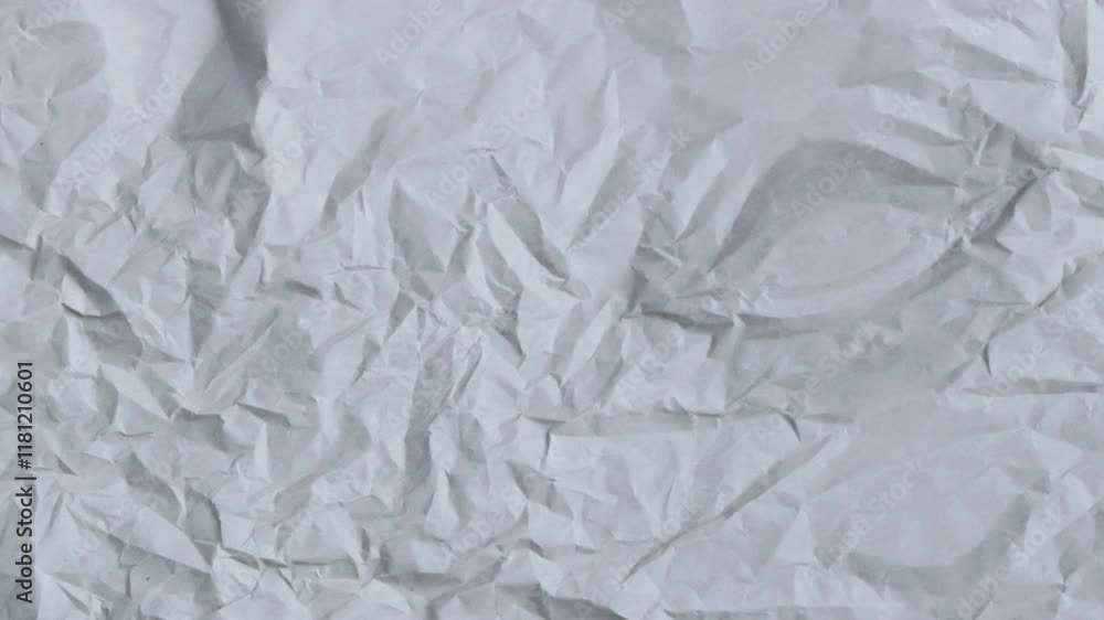 Seamless loop animation features a white grunge, wrinkled paper texture ...