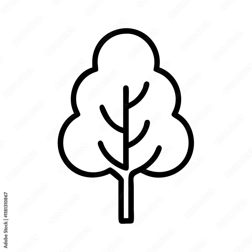 poplar tree icon, tree line art, tree vector - simple black line art ...