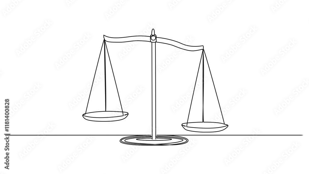 animated continuous single line drawing of weight scales, line art ...