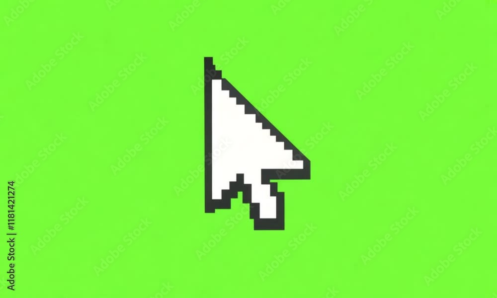 Mouse click symbol with spark isolated on green screen background ...