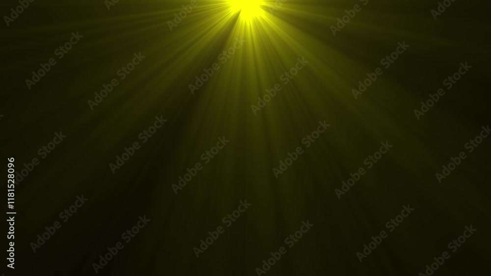 Light rays animation. Shine or sun effect black screen. Glitter, shiny ...