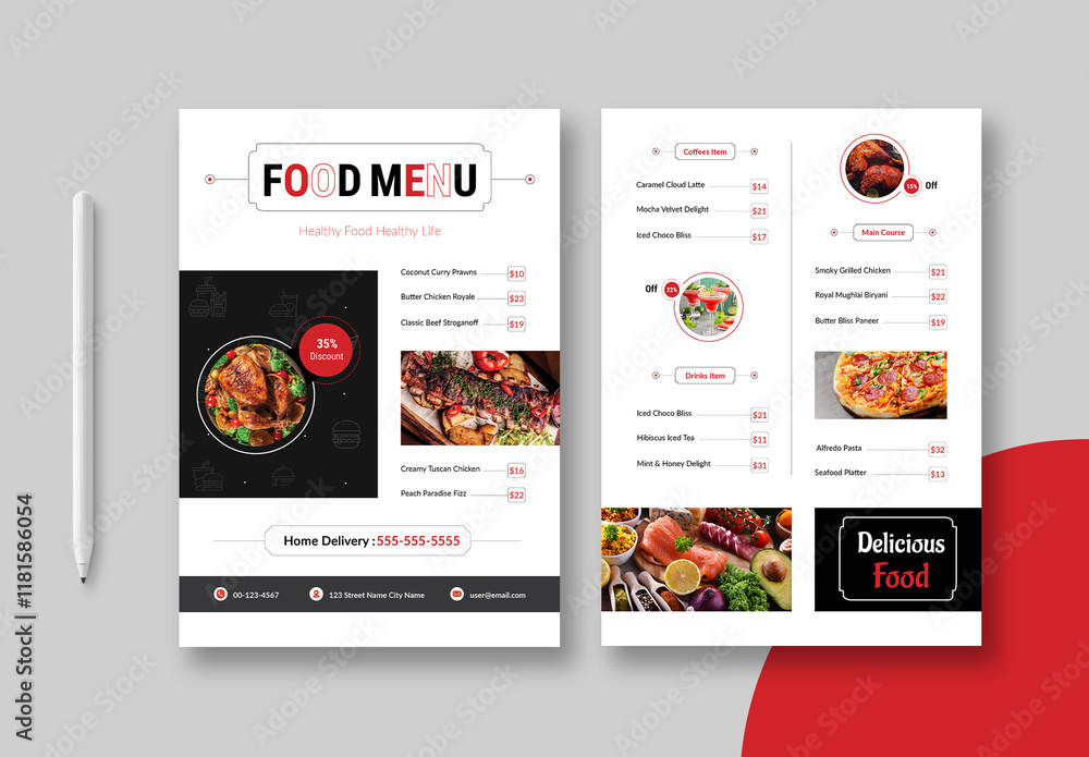 Creative Food Menu Template Layout Stock Template | Adobe Stock