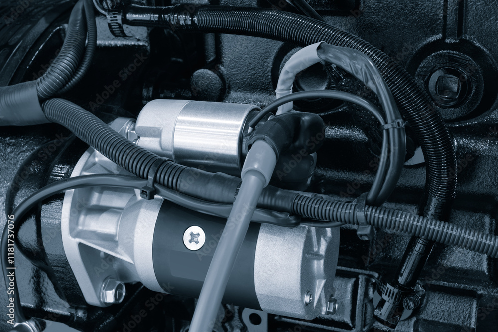 Póster Supply system for diesel fuel, clean motor block, truck diesel ...