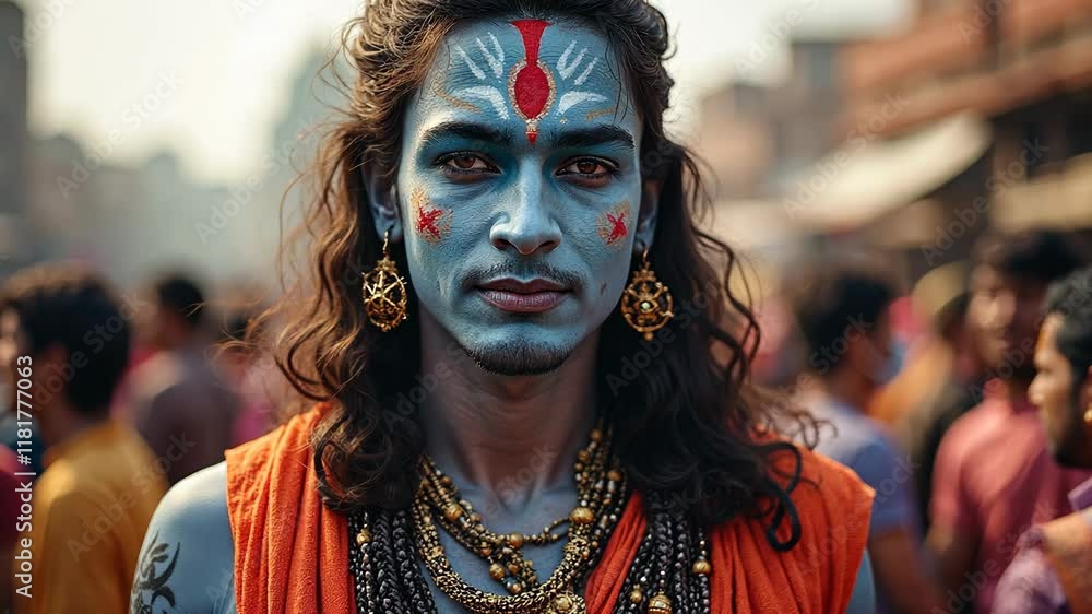 Festival Parade Showcases Male Participant Dressed as Hindu Deity Shiva ...