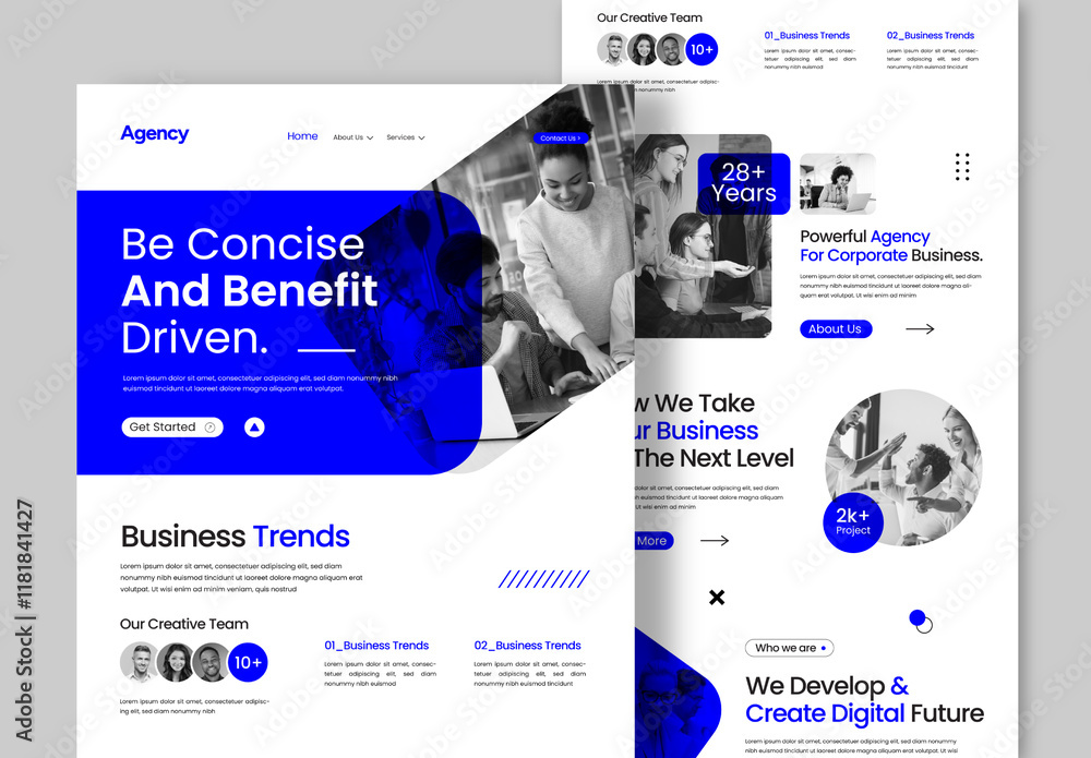 Business Landing Page Design Template Layout Stock Template | Adobe Stock