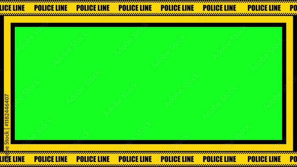 frame Police Line Ribbon animation. Do Not Across motion on green ...