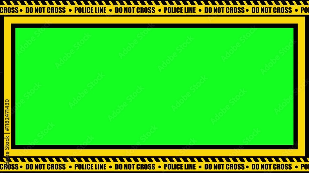 frame Police line do not cross animation. crime scene motion on green ...