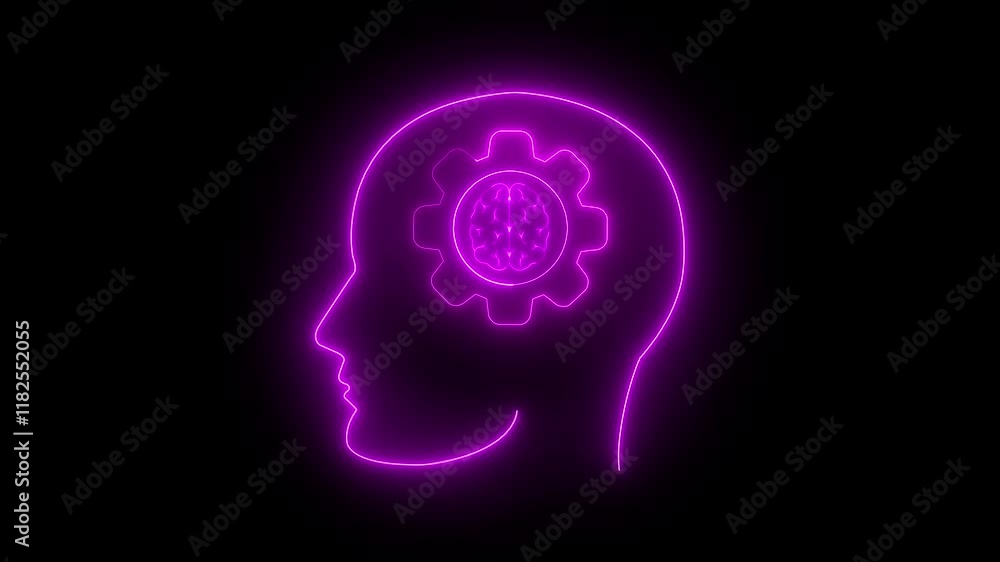 AI brain with gear inside a human head. Concept for innovation ...