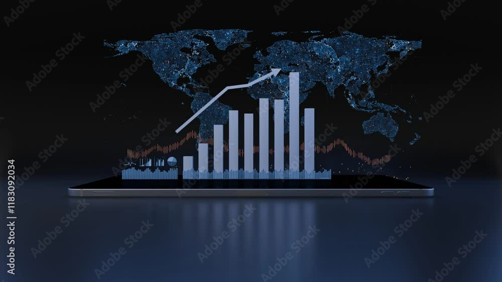 Financial Data Visualization Hologram. Stock market success chart with ...